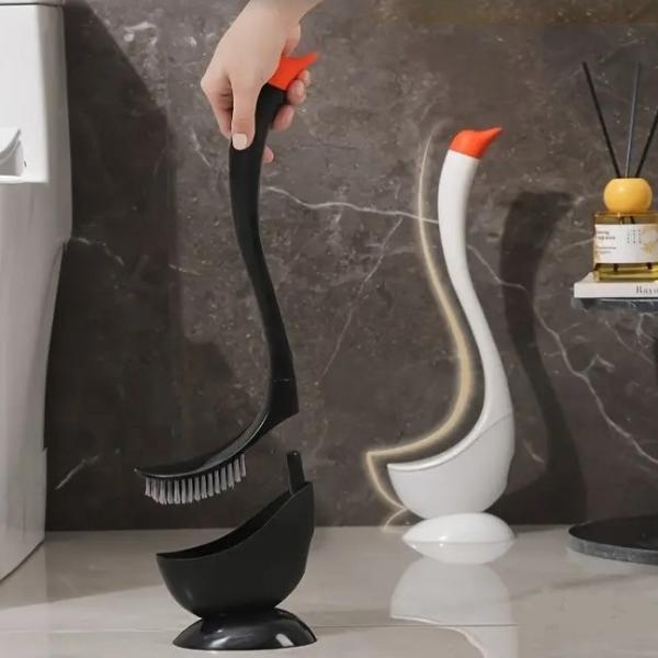 白鳥をモチーフにしたデザインのトイレブラシです。このユニークなデザインは、見た目に癒されるだけでなく、機能性にも優れています。シリコングリップが付いているので、握りやすく滑りにくいですし、独自の形状で、トイレの様々な箇所を効率的に掃除するこ...
