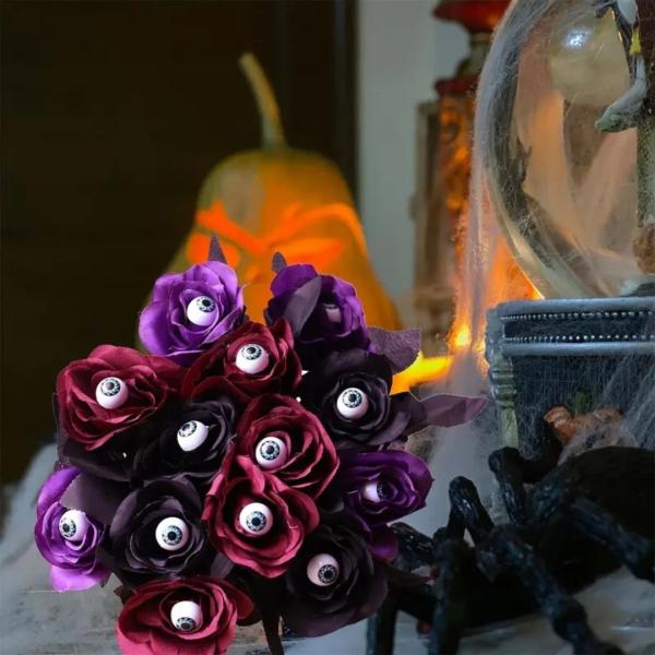 この目玉フラワーブーケは、薔薇の造花の中心に目玉がデザインされておりハロウィンシーズンにぴったりのお品です。造花なので、お手入れも簡単で、長くお楽しみいただけます。このブーケは、撮影小道具や仮装イベント、ハロウィンの装飾にも最適。さまざまな...