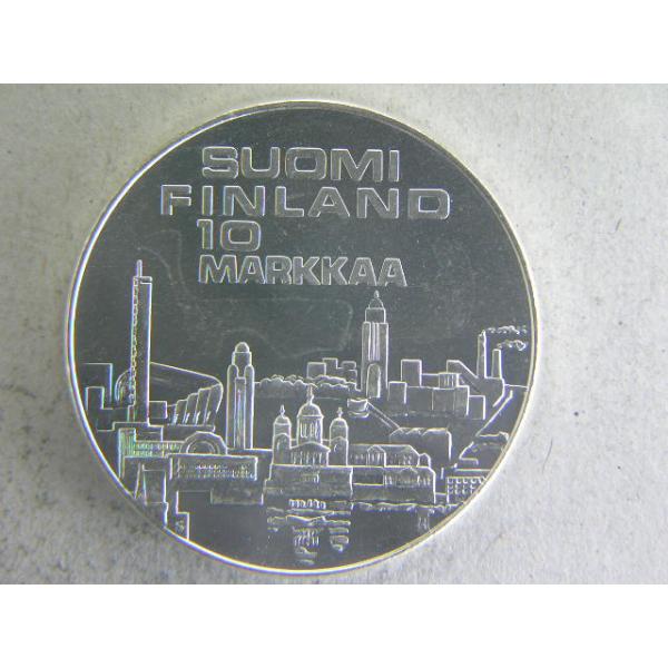 品位　銀50.0％　量目　24.2ｇ　mintage1,000,000  都市景観/第10回ヨーロッパ陸上フインランド銀貨は実に迫力があります。力強い造形は、強固な国民性そのままを、見るものに与えます。