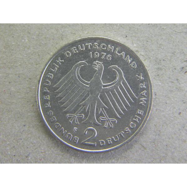 Copper-nickel clad nickel  7.0g 26.75mm Konrad Adenauer 1969-1987※1999年1月1日のユーロ導入により。1ユーロは1.95583ドイツマルクと等価とされました。ドイツマルクの...