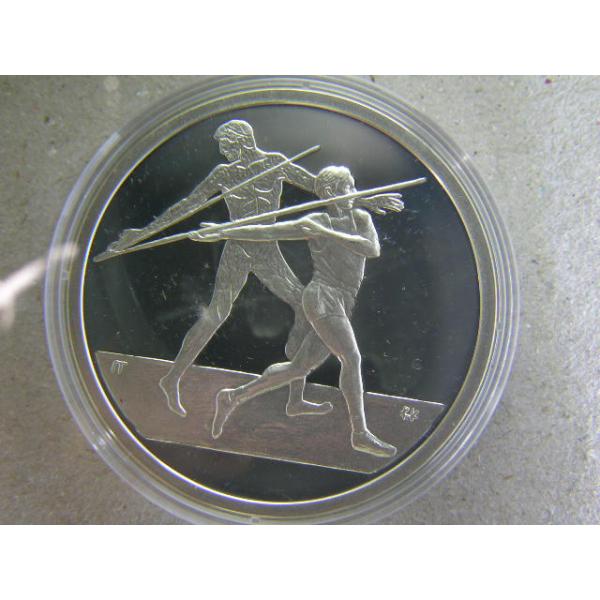 品位　銀92.5％　量目　34.0ｇ　mintage68,000  2004OLYMPIC  Ancient and modern javelin throwers