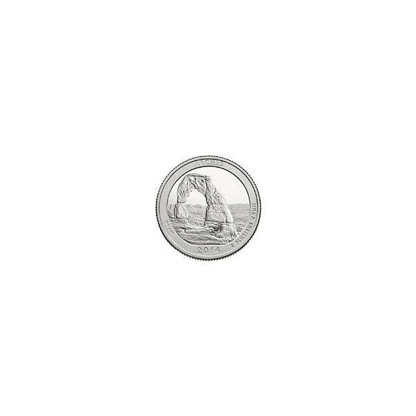 直径24.26ミリ　量目5.7ｇ　厚み1.8ミリ　銅91.7%、ニッケル8.3% 　ミントＰはフィラデルフィア造幣　ミントＤはデンバー造幣の製造になります。Arches National Park/アーチーズ国立公園