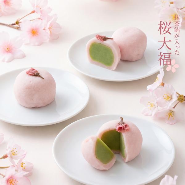 内容量：春大福×1ヶ保存方法：−１８度以下で保存賞味期限：冷凍３０日（解凍後3日）原材料：抹茶餡(生あん、砂糖、加糖小豆、還元水飴、抹茶)(国内製造)、もち米/トレハロース、酵素、着色料(赤色104号)、(一部に大豆を含む)春限定 桜ギフト...