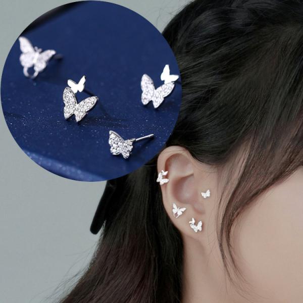 商品説明カラーシルバーサイズモチーフ1:二匹蝶　10.5*8.5mm2:小蝶　5*6.5mm3:大蝶　8*10mm20G素材Silver999PVDコーティング（プラチナ・金等）