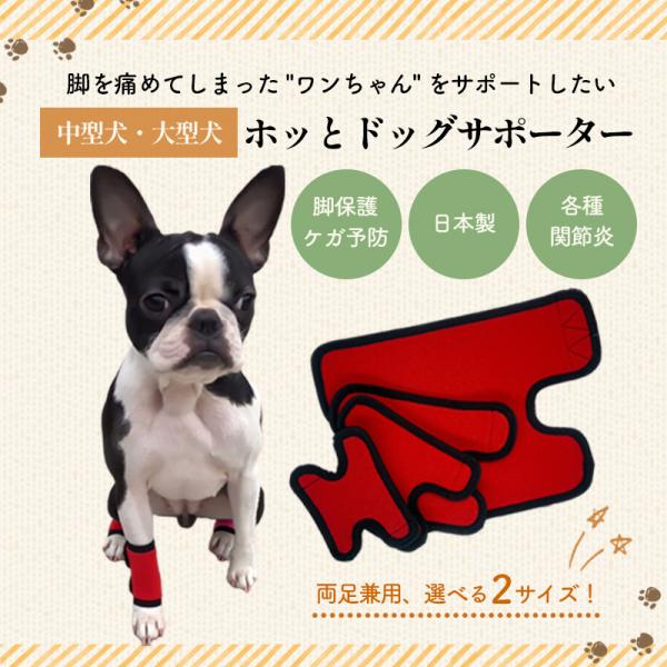 【中型犬、大型犬用 両足兼用サポーター】  ●世界の有名アスリートが使用する防水性と保温性に優れたウェットスーツ素材のペット用サポーターです。 ●脚をやさしく包み、地面に脚が着いた時の衝撃を和らげます。サイズにご注意下さい。 ●主原料から工...