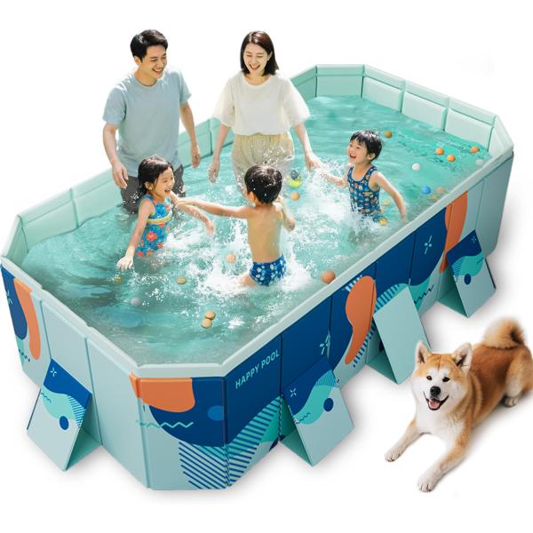 【折りたたみ式プール、充気不要で収納も簡単】新型の折りたたみ式プールは、プールの接続部分を強化し、側面の漏れや変形を減少させました。迅速に展開でき、組み立てる必要がなく、膨張式プールと比べて、空気が漏れないため、より簡単で迅速、また耐久性が...