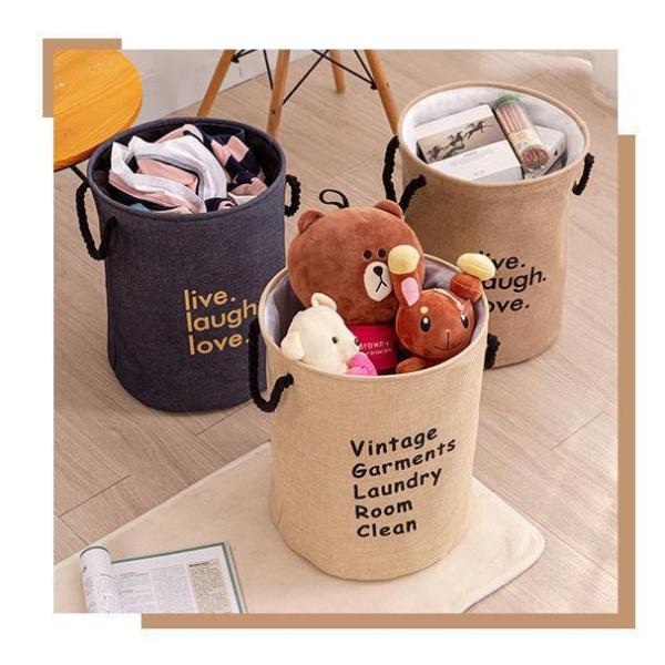 【サイズ】直径35×高さ約45cm/40×50cm【材質】棉麻【容量】44L/65L※長時間濡れたものを入れると変色?変形?カビなどの原因となりますのでお控えください。ランドリーボックス/ランドリーバッグ/ランドリーバスケット/洗濯カゴ/洗...