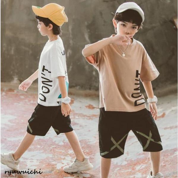 子供服 夏 ジャージ上下セット 男の子 2点セット セットアップ 半袖 Tシャツ パンツ かっこいい  カジュアル ナチュラル　■素材：90％綿、10％ポリエステル■セット内容：Tシャツ＋パンツ■サイズ：（単位：cm）【120】 おすすめ身...