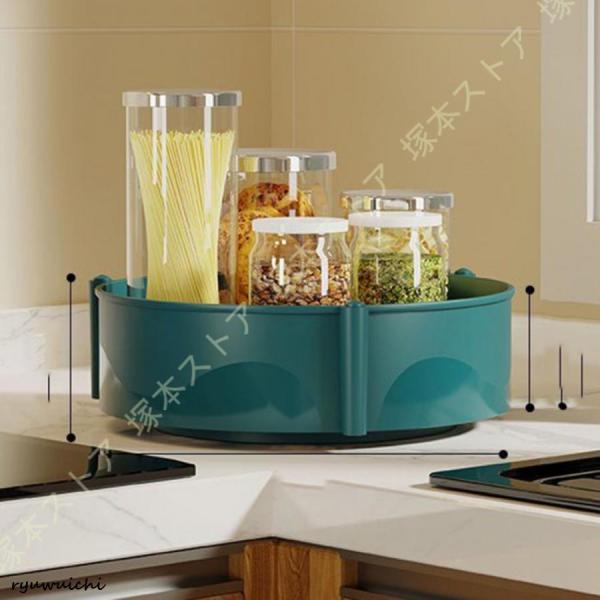 製品仕様製品名：360度回転式収納ラック材質：ABSカラー：グレー、グリーン 使用範囲：キッチン、トイレ、寝室等 【商品仕様】丸型    直径28×高さ8.5cm       素材：高品質ABS素材で作られ、高級感が溢れているスパイスラック...