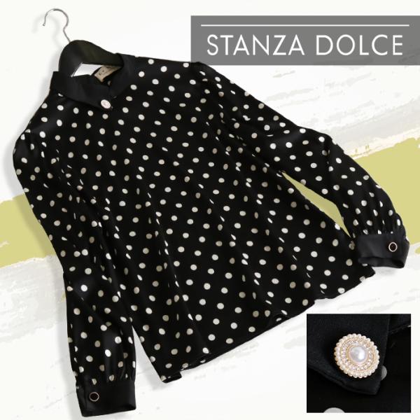 トップス レディース ブラウス 長袖 水玉 ドット ビジュー 大きいサイズ きれいめ 1枚で決まる 20代 30代 40代 50代 60代 ●サイズ(cm)肩幅/身幅/ウエスト/袖丈/着丈S:34/47/46/57/57M:35/48/47...