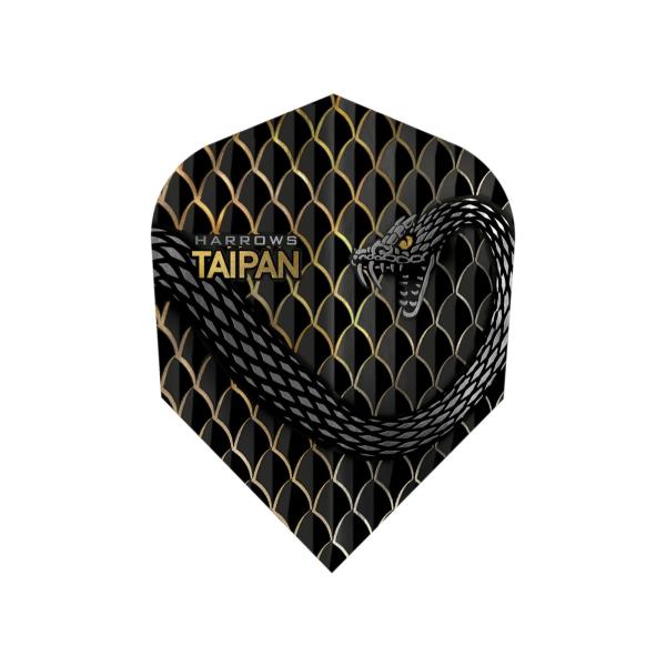 Harrows TAIPAN FLIGHT100ミクロンの丈夫な素材にプリントコブラの鱗をイメージしたゴールド、ブルー、レッド、グリーンカラーの全4種【スペック】フライト仕様:通常のフライトフライト形状:シェイプ個数:3枚