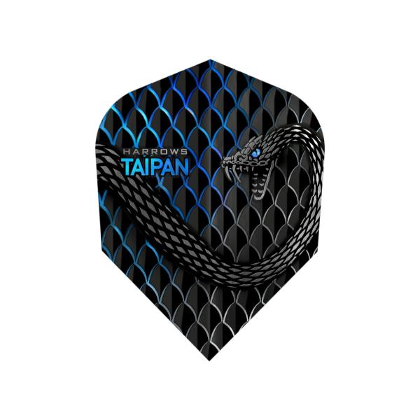 Harrows TAIPAN FLIGHT100ミクロンの丈夫な素材にプリントコブラの鱗をイメージしたゴールド、ブルー、レッド、グリーンカラーの全4種【スペック】フライト仕様:通常のフライトフライト形状:シェイプ個数:3枚