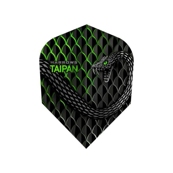 Harrows TAIPAN FLIGHT100ミクロンの丈夫な素材にプリントコブラの鱗をイメージしたゴールド、ブルー、レッド、グリーンカラーの全4種【スペック】フライト仕様:通常のフライトフライト形状:シェイプ個数:3枚