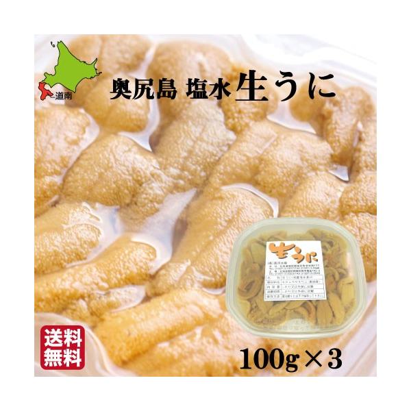 【ミョウバン不使用！完全無添加の「殺菌塩水パック」で産地直送！】[8/5まで期間限定] 天然無添加 生うに 奥尻島産 300g (100g×3) 塩水パック ミョウバン不使用 北海道 キタムラサキウニ 雲丹 お中元 ギフト お取り寄せ 冷蔵...