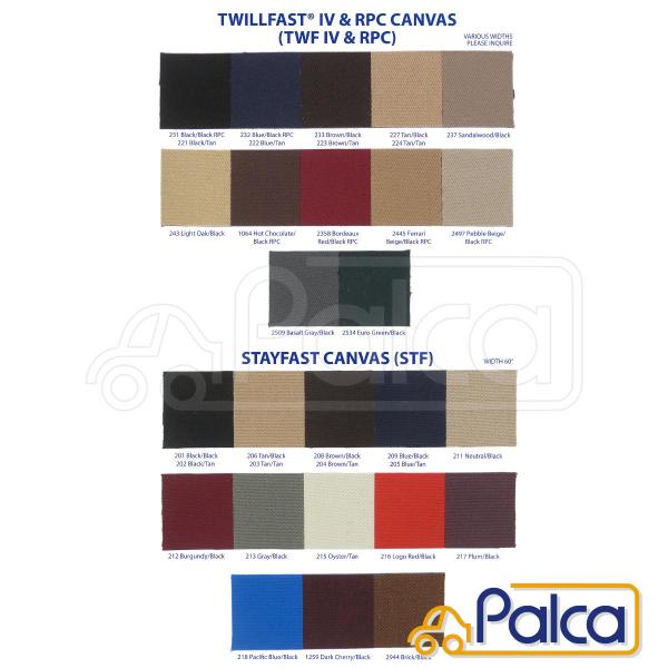 ・素材　キャンバス　Stayfastキャンバス生地の中では安価で、平織が特徴です。ビニール地の安価な製品も取り寄せ可能です。お問合せください。・カラーラインナップ　201 BLACK/BLACK , 206 Tan/Black , 209 ...