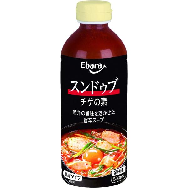 アサリ、ホタテ、オキアミ、サケ、タラの5種類の魚介の旨味をベースに、牛だし（ビーフエキス）のコクとニンニクの風味、そして唐辛子の程よい辛味を合わせた、本場韓国の味わいを楽しめる濃縮タイプのスープです。これ1本でスンドゥブチゲはもちろん、魚介...