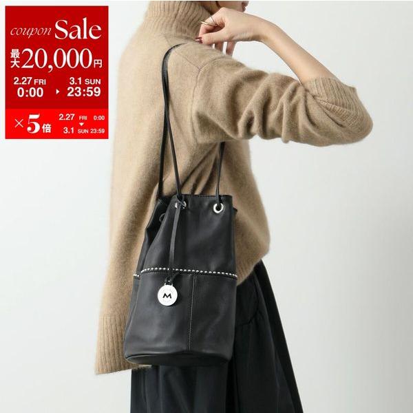 MARCO MASI マルコマージ ハンドバッグ 3013 VIT-BALL VITELLO BALL ヴィテッロ ボール レディース ショルダーバッグ レザー スタッズ装飾 巾着 鞄 NERO /【2025年秋冬新作】