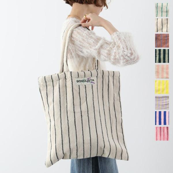 BONGUSTA ボングスタ トートバッグ NARAM TOTEBAG ナラム レディース ストライプ コットン ロゴ タオル地 鞄 カラー9色 /【2026年春夏新作】