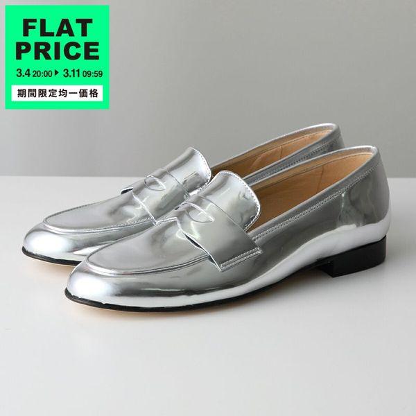 LUCA GROSSI ルカグロッシ コインローファー K496M GROW レディース レザー メタリック ラウンドトゥ ローヒール ARGENTO /【2025年春夏新作】【flat_price】