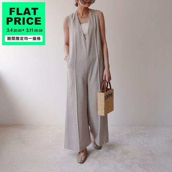 PASSIONE パシオーネ オールインワン 526102 レディース Vネック ワイドパンツ コンビネゾン ノースリーブ 15 /【2025年春夏新作】【flat_price】