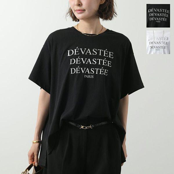 DEVASTEE デヴァステ 半袖 Tシャツ R3FWTP017 レディース コットン クルーネック ロゴプリント カットソー オーバーサイズ カラー2色 丸首/