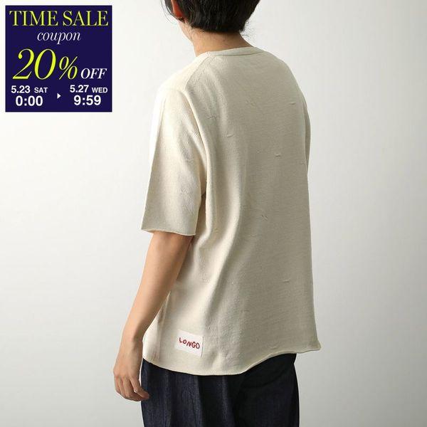 LONGO ロンゴ ニット S022222L メンズ 5分袖 セーター サマーニット クルーネック イタリア製 刺繍ロゴ コットンブレンド オーバーサイズ RAW 丸首/【cp_twen】