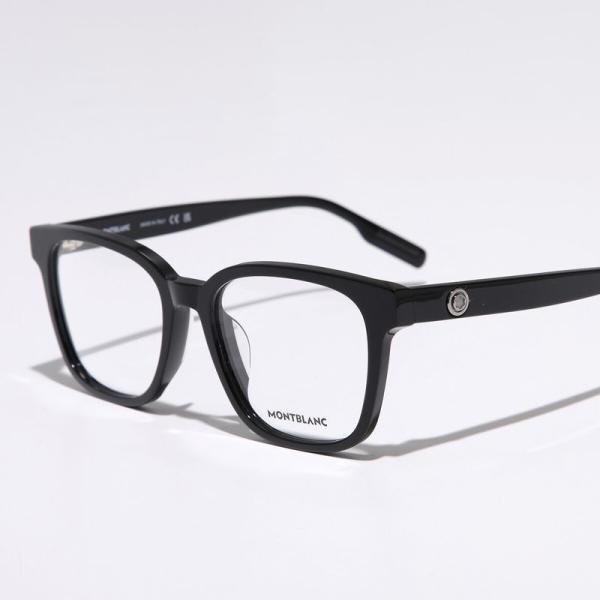 MONTBLANC モンブラン メガネ MB0180OK メンズ ウェリントン型 セルフレーム フルリム めがね 眼鏡 005/BLACK-BLACK-TRANSPARENT レンズ幅 56 アイウェア 黒縁メガネ 伊達メガネ/