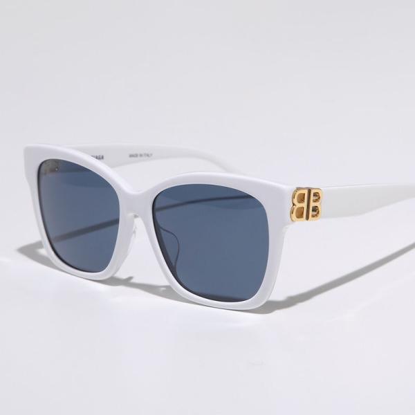 BALENCIAGA バレンシアガ サングラス BB0102SA レディース ウェリントン型 BBメタルロゴ セルフレーム フルリム アイウェア 004/WHITE-GOLD-BLUE /
