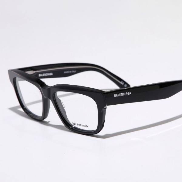 BALENCIAGA バレンシアガ メガネ BB0343O レディース ウェリントン型 セルフレーム フルリム めがね 眼鏡 ロゴ 001/BLACK-BLACK-TRANSPARENT レンズ幅 53 アイウェア 黒縁メガネ 伊達メガネ/