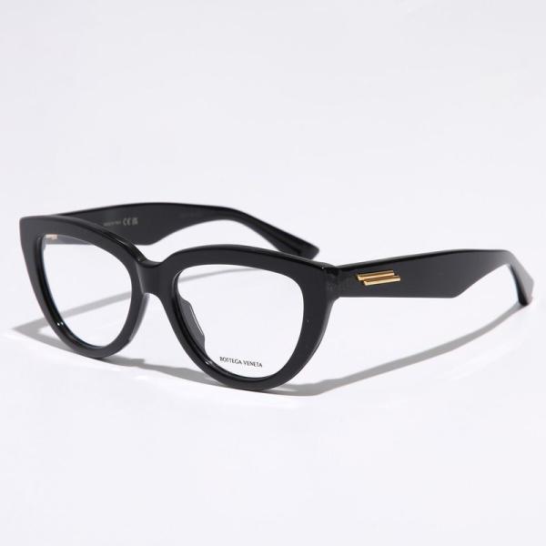 BOTTEGA VENETA ボッテガヴェネタ メガネ BV1259O レディース キャットアイ型 セルフレーム フルリム めがね 眼鏡 ロゴ 001/BLACK-BLACK-TRANSPARENT レンズ幅 54 アイウェア 黒縁メガネ ...