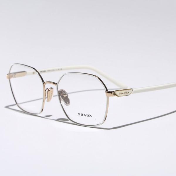 PRADA プラダ メガネ VPR 55Y レディース ポリゴン型 メタルフレーム 細フレーム クリングスタイプ ロゴ フルリム めがね 眼鏡 伊達メガネ アイウェア LFB-1O1 レンズ幅 53/