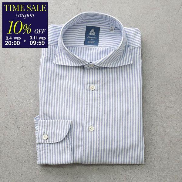 Finamore フィナモレ シャツ SIMONE BALI A5069 シモーネ バーリ メンズ コットン ストライプ カッタウェイカラー スリムフィット ミドルレングス 長袖 02 /【2025年秋冬新作】【cp_ten】