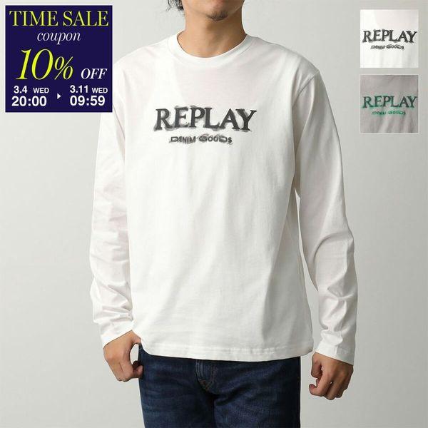 REPLAY リプレイ Tシャツ M3299 2660 メンズ 長袖 カットソー ロンT ロゴT コットン クルーネック カラー2色 丸首/【2025年秋冬新作】【cp_ten】