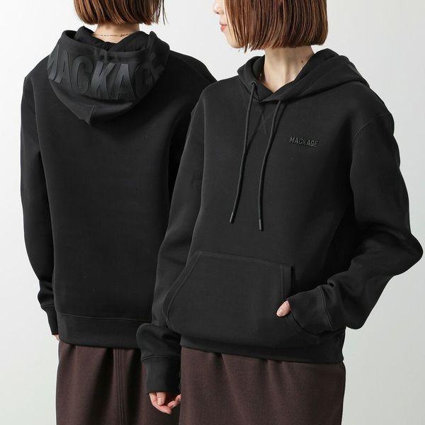 MACKAGE マッカージュ パーカー KOLTON レディース  ダンボールニット フーディ プルオーバー ジャージー ロゴ Black /【2025年秋冬新作】