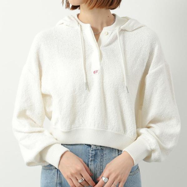 CALVIN KLEIN JEANS カルバンクライン ジーンズ パーカー 47C915G レディース プルオーバー 長袖 ストレッチ パイル生地 クロップド丈 フーディー 100/tofu /【outlet】
