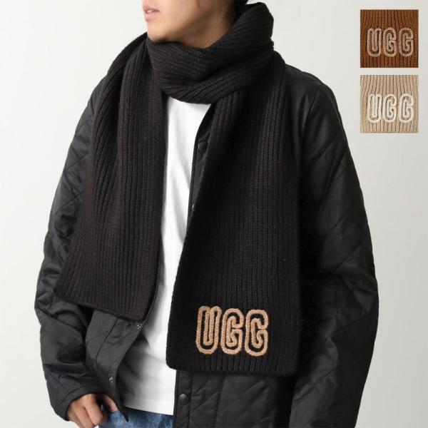 UGG アグ マフラー W CHUNKY CRAFTED RIB SCARF 102787 メンズ リブ ロゴ ウーレブレンド ニット ストール カラー3色 チャンキー クラフテッド リブ スカーフ/【2025年秋冬新作】