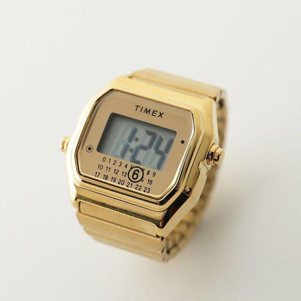 MM6 × TIMEX エムエムシックス メゾンマルジェラ タイメックス コラボ リング ウォッチ S/M T80 TW2Y50100QY レディース デジタル 3気圧防水 ナンバリングロゴ 指輪 時計 Gold-Tone S33YW000...