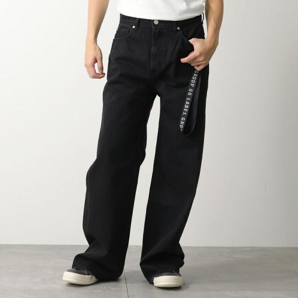 44 LABEL GROUP フォーティーフォーレーベルグループ ジーンズ PAPPAS PANT パパスパンツ B0030574 FA577 メンズ デニムパンツ 099/BLACK ジーパン Gパン ワイド ストラップ付き/