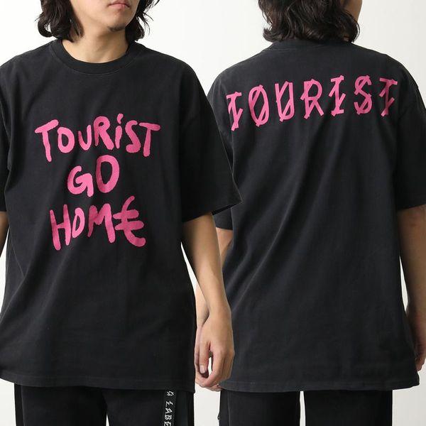 44 LABEL GROUP フォーティーフォーレーベルグループ Tシャツ B0030556 FA582 メンズ 半袖 カットソー ロゴT クルーネック P594/BLACK+TOURIST-PINK 丸首 コットン/