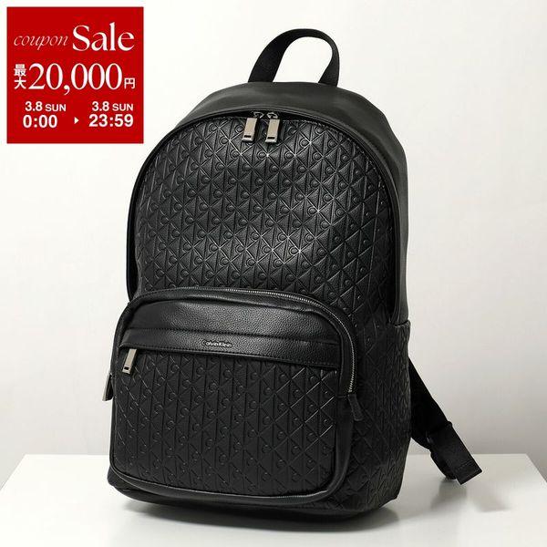 Calvin Klein カルバンクライン リュック EMBLEM AOP EMBOSS ROUND BACKPACK エンブレム エンボス ラウンド LV04D3202G メンズ バックパック 鞄 UB1/Black フェイクレザー/【2...