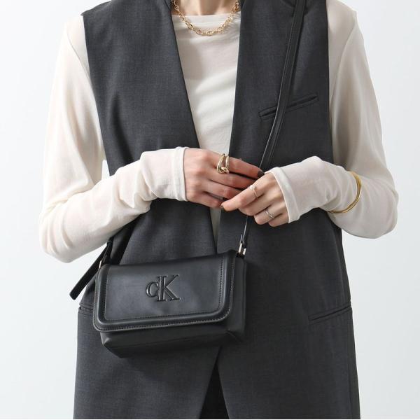 Calvin Klein カルバンクライン ショルダーバッグ BOLD CK FLAP CROSSBODY ボールド フラップ クロスボディ LV04F1027G レディース 鞄 UB1/Black ポシェット/【2026年春夏新作】