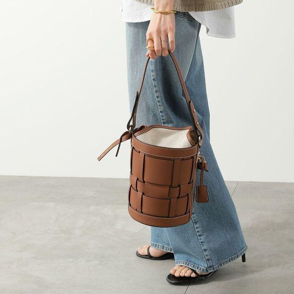 mica della valle ミカデラヴァッレ ハンドバッグ Secchiello intrecciato SO-0098M レディース レザー メッシュ バケツバッグ 鞄  DEEP-CAMEL /【2026年春夏新作】