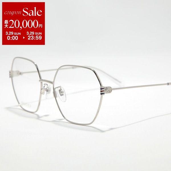 GUCCI グッチ メガネ GG1285O レディース ポリゴン型 メタルフレーム 細フレーム フルリム クリングスタイプ メタルロゴ めがね 眼鏡 アイウェア 002/SILVER-TRANSPARENT レンズ幅 59 伊達メガネ/