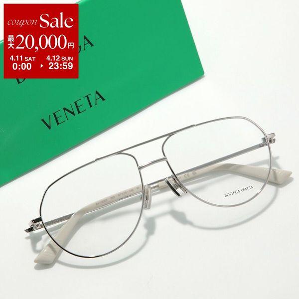 BOTTEGA VENETA ボッテガヴェネタ メガネ BV1302O メンズ レディース ティアドロップ型 メタルフレーム 細フレーム ダブルブリッジ クリングスタイプ めがね 眼鏡  アイウェア 002/SILVER-SILVER レン...