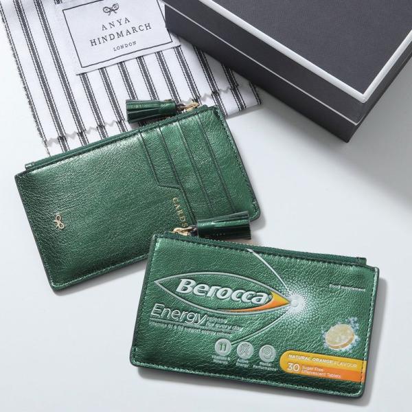 ANYA HINDMARCH アニヤハインドマーチ コインケース Berocca 205450 レディース カードケース フラグメントケース ミニ財布 Alpine-Green 5050925205450 パスケース 定期入れ 小銭入れ/【...
