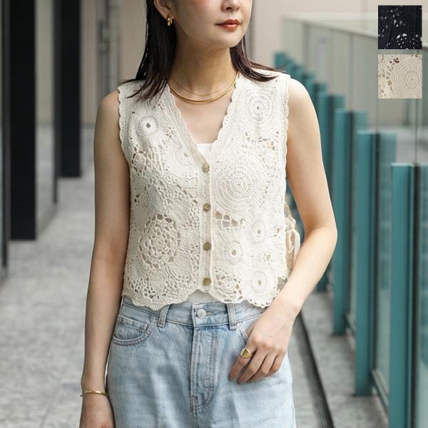 TORRAZZO DONNA トラッゾドンナ クロシェベスト 6265-563 レディース 2way ノースリーブ コットン ジレ カラー2色 /【2026年春夏新作】