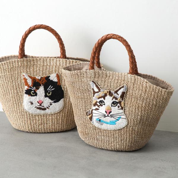 VIOLAd'ORO ヴィオラドーロ カゴバッグ MIRO ミロ V-9010 レディース キャット ネコ アニマル アバカ ハンドバッグ かごバッグ 鞄 カラー2色 ねこ 猫/【2026年春夏新作】