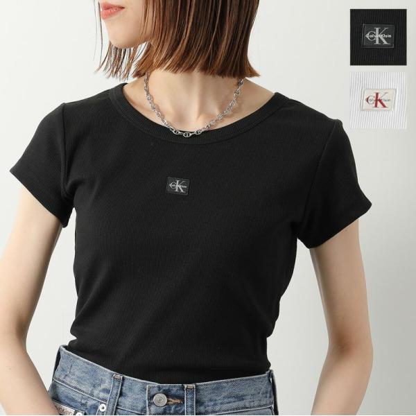 Calvin Klein カルバンクライン Tシャツ LV047C200G レディース 半袖 リブ ロゴT カットソー クロップド丈 クルーネック カラー2色 丸首/【2026年春夏新作】