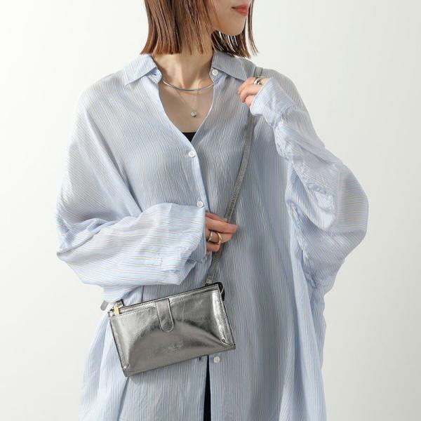 VIOLAd'ORO ヴィオラドーロ ショルダーバッグ ADRIA V-1338 レディース スマートフォンポシェット メタリック レザー クロスボディ 鞄 SILVER スマホポーチ フォンバッグ/【2026年春夏新作】