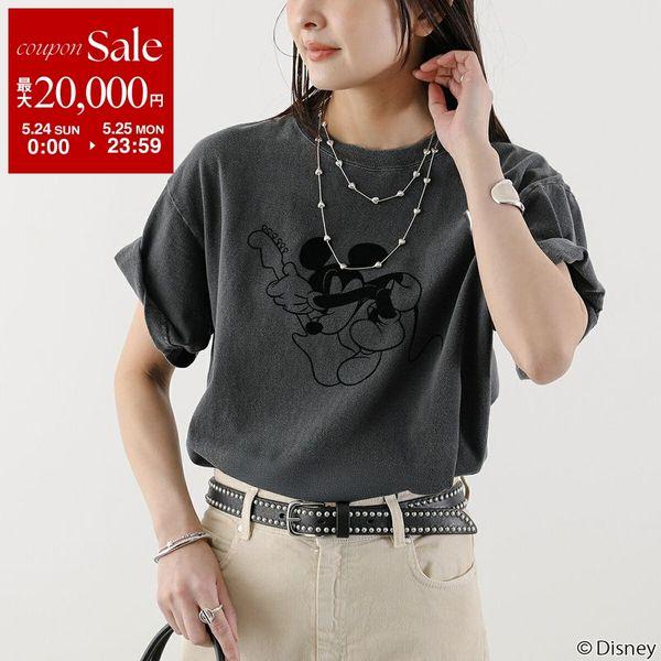 GOODROCKSPEED グッドロックスピード Tシャツ 26FDS007W レディース / Disney / MICKEY MOUSE / ディズニー / ミッキーマウス / クルーネック チャコールグレー 丸首 コットン 半袖 カット...
